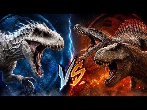 T REX Y SPINOSAURUS LUCHAN CONTRA LA INDOMINUS REX!! 