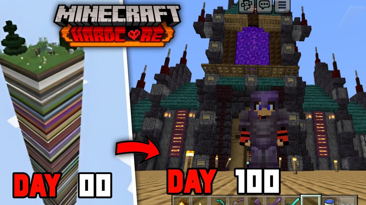 I Survived 100 Days on ONE RANDOM CHUNK in Minecraft Hardcore || Hindi ...