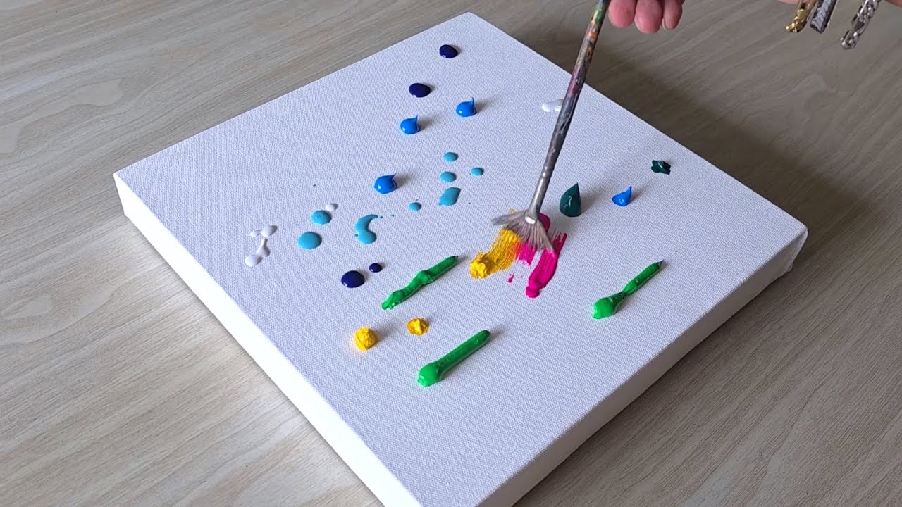 Easy Acrylic Painting / Abstract Landscape Using Fan Brush / 365 Days ...