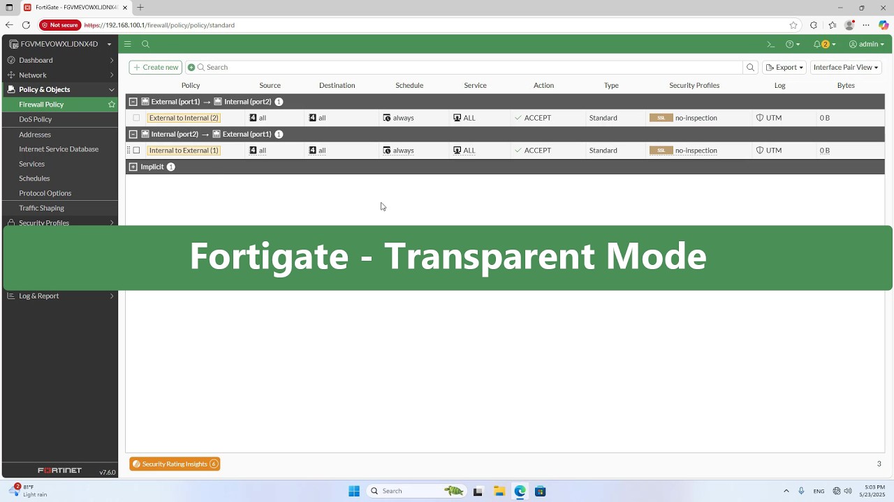 How to configure transparent mode on FortiGate - YouTube