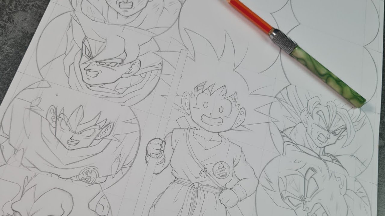 Drawing the Evolution of Goku in Real Time - Part 1 - YouTube