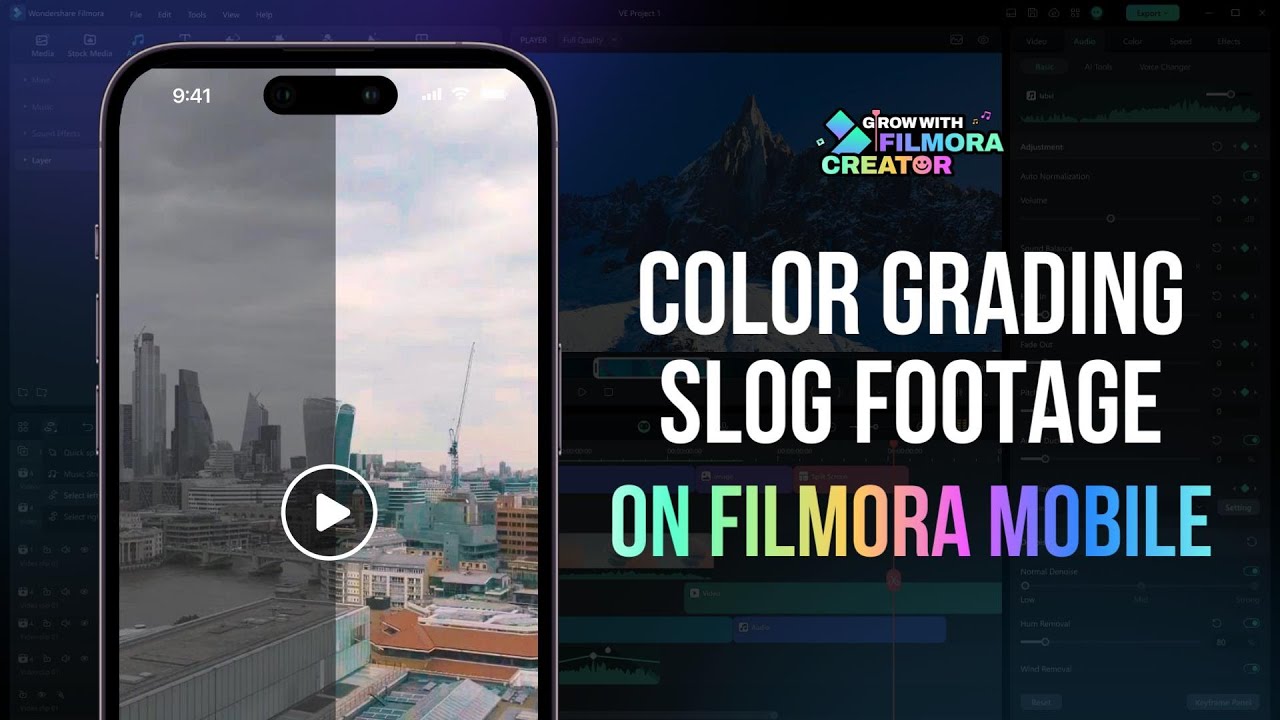 Cinematic Color Grading sLog Video On Filmora Mobile - YouTube