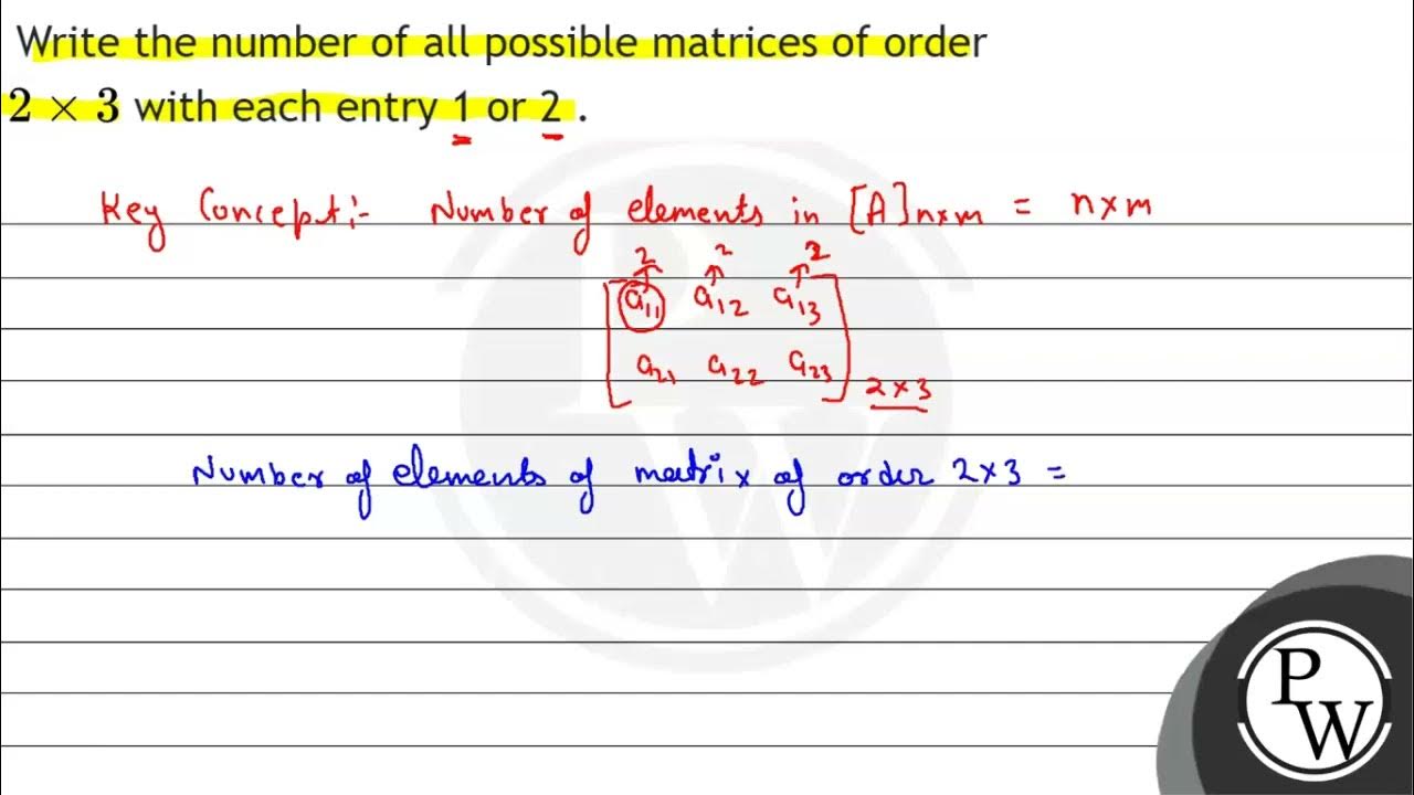 Write the number of all possible matrices of order \( 2 \times 3 \) with each entry 1 or 2 ...