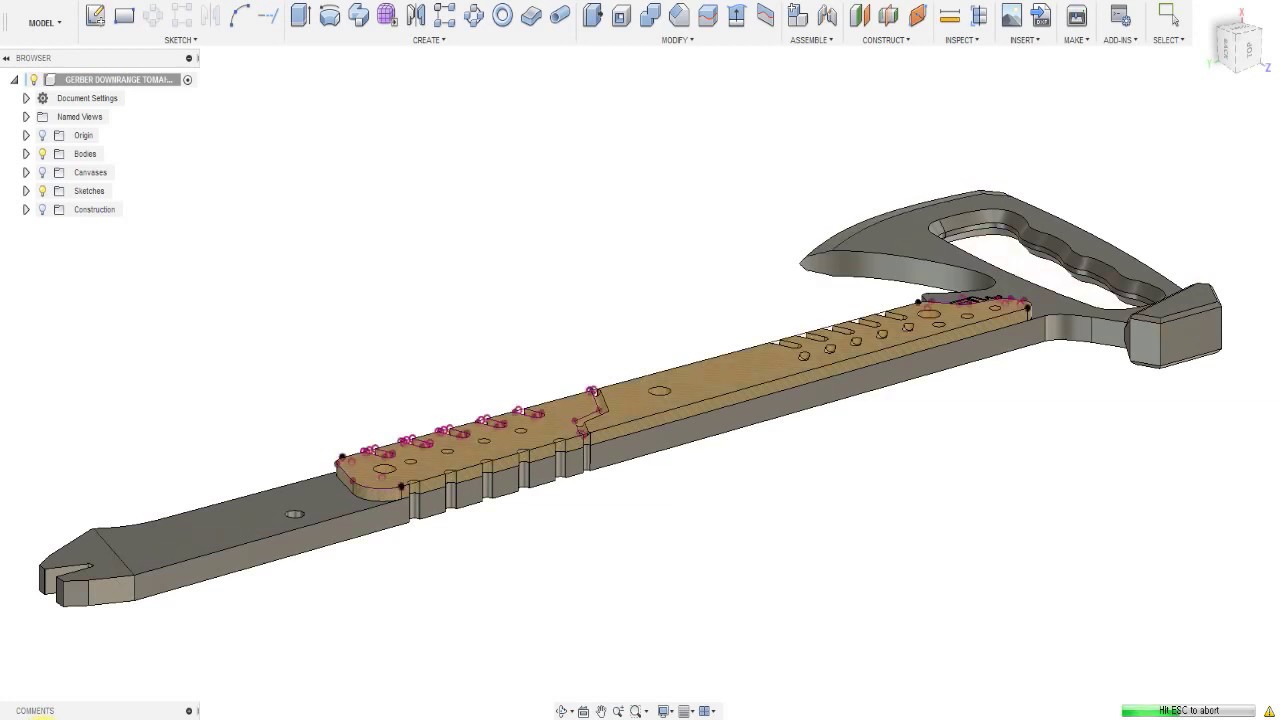 Fusion 360 Gerber Downrange Tomahawk - YouTube