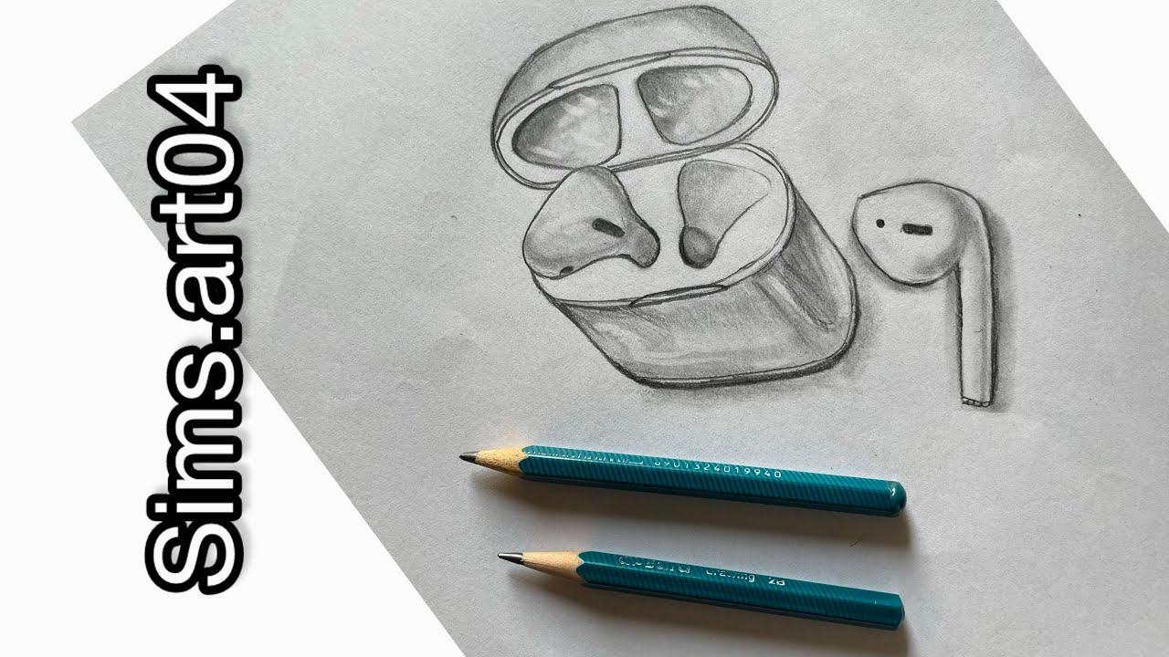 How to draw realistic EarBuds for Beginners || Realistic object drawing ...