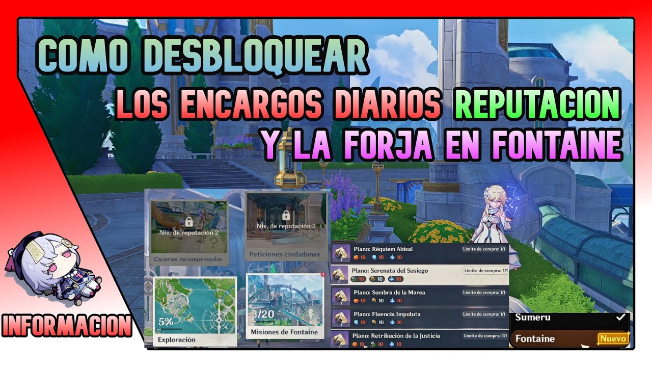 COMO DESBLOQUEAR Encargos Diarios Reputación Y La Forja En FONTAINE 4.0 Genshin Impact Español ...