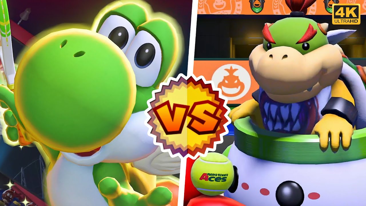 Yoshi Toad Vs. Bowser Jr. Bowser - Mario Tennis Aces ⁴ᴷ - YouTube
