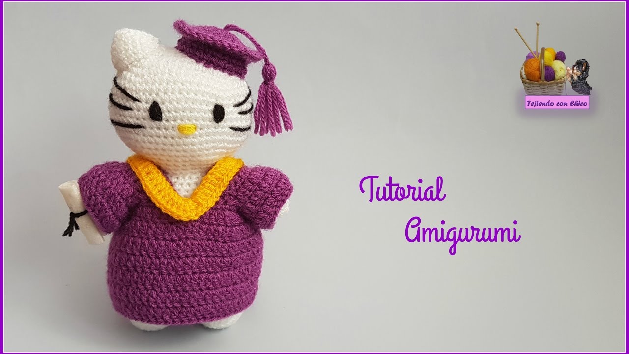 Tutorial amigurumi Hello Kitty graduación - YouTube