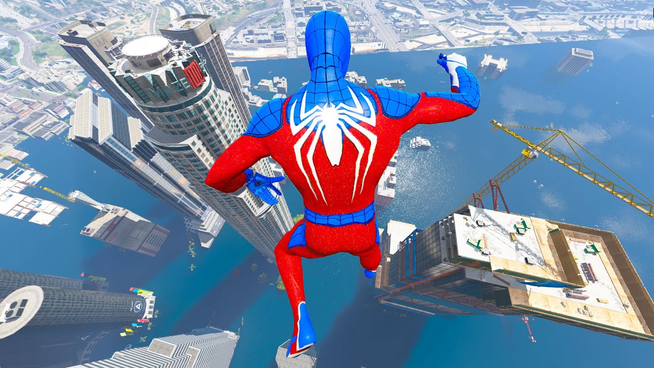 GTA 5 Ragdolls SPIDERMAN Jumps And Fails Into Water (Euphoria Physics) #45 - YouTube