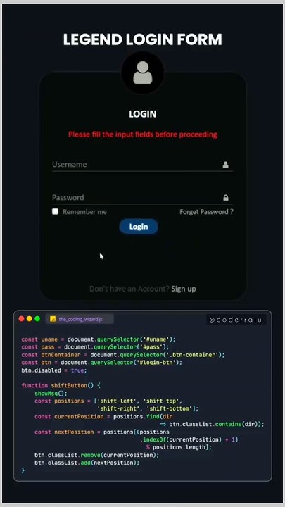Legend Login Form Design Using Html Css Javascript 🚀 Htmlcssjs Htmlcoding Css Javascript