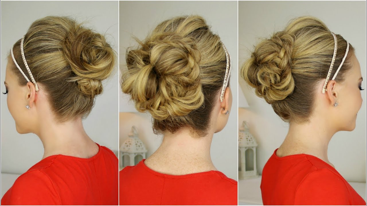 Fishtail Bun Updo - YouTube