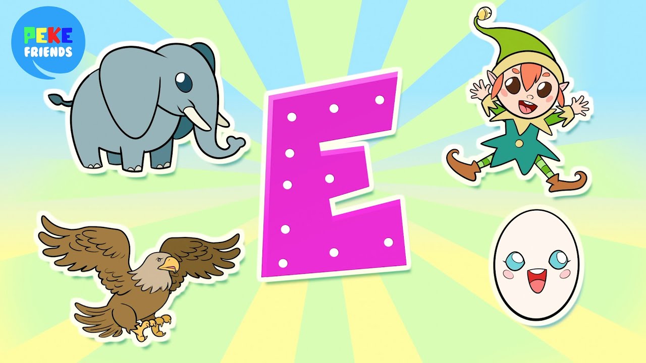 Letter E for Kids 🐘 🥚| Learn the Alphabet with Pekefriends! - YouTube