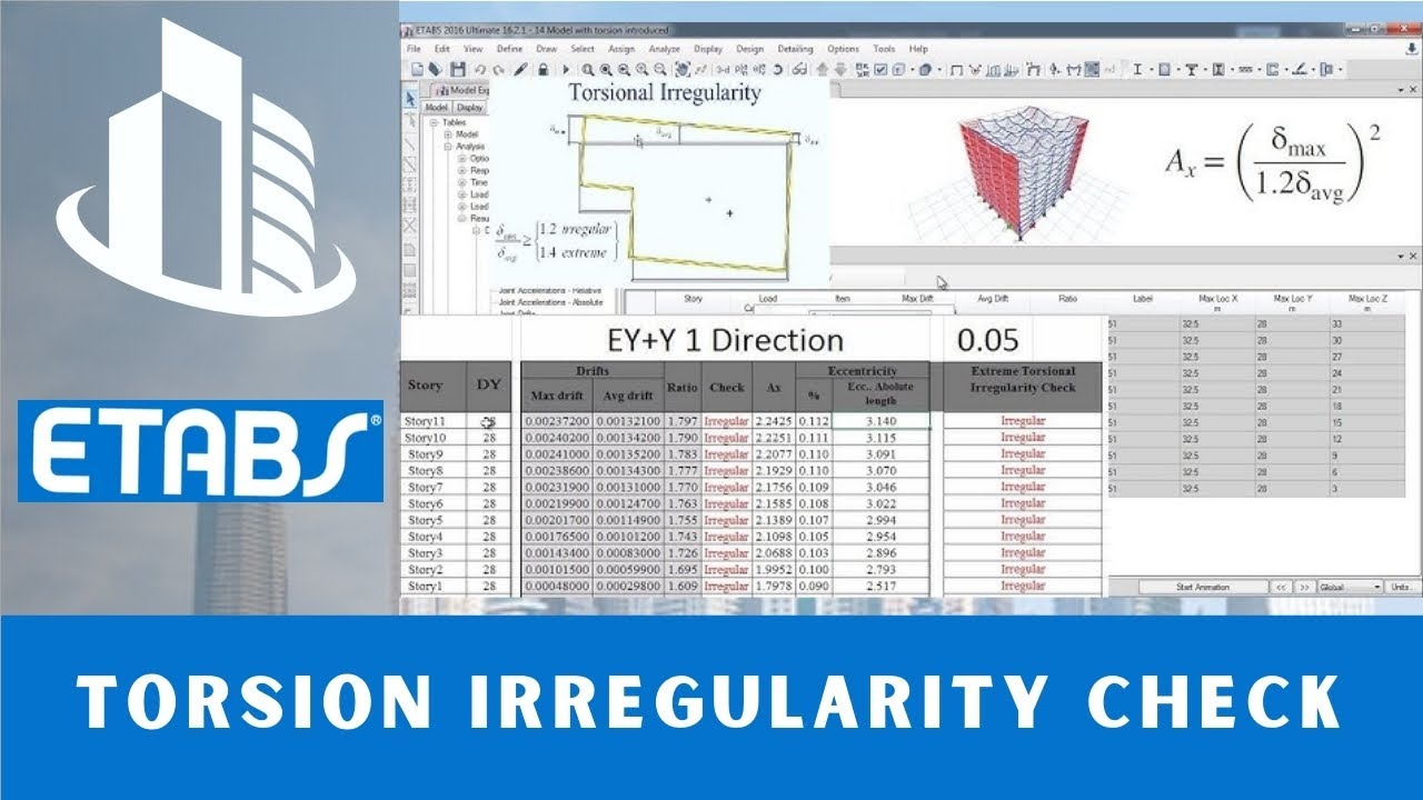 CSI ETABS Course - 10 - Torsion Irregularity check | Part 2 - YouTube