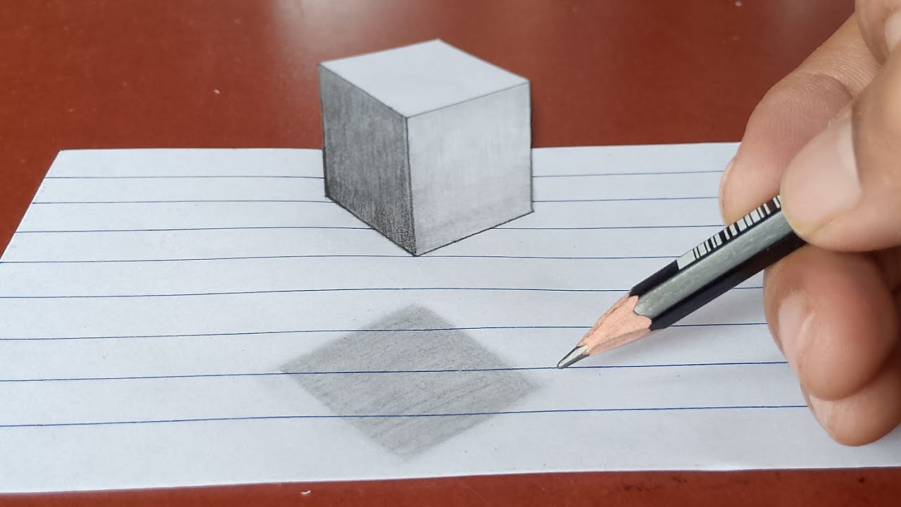 How to draw floating cube! easy 3d drawing on paper for beginners - YouTube