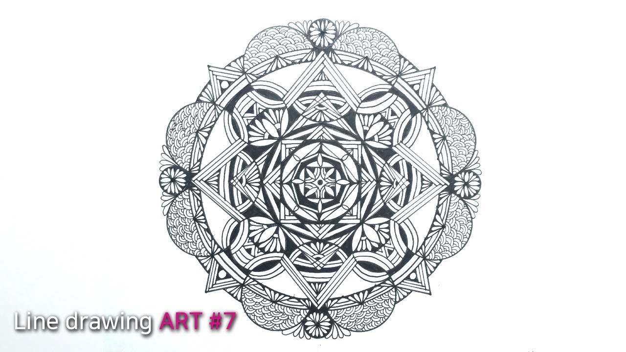 Line Drawing ART 7 Mandala Zentangle Draw lluhwa YouTube line-drawing-art-7-mandala-zentangle-draw-lluhwa-youtube
