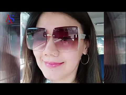 Kacamata Hitam Tanpa Bingkai Lensa Besar. Kacamata Fashion. Trendy. Kacamata Warna Coklat Trendy