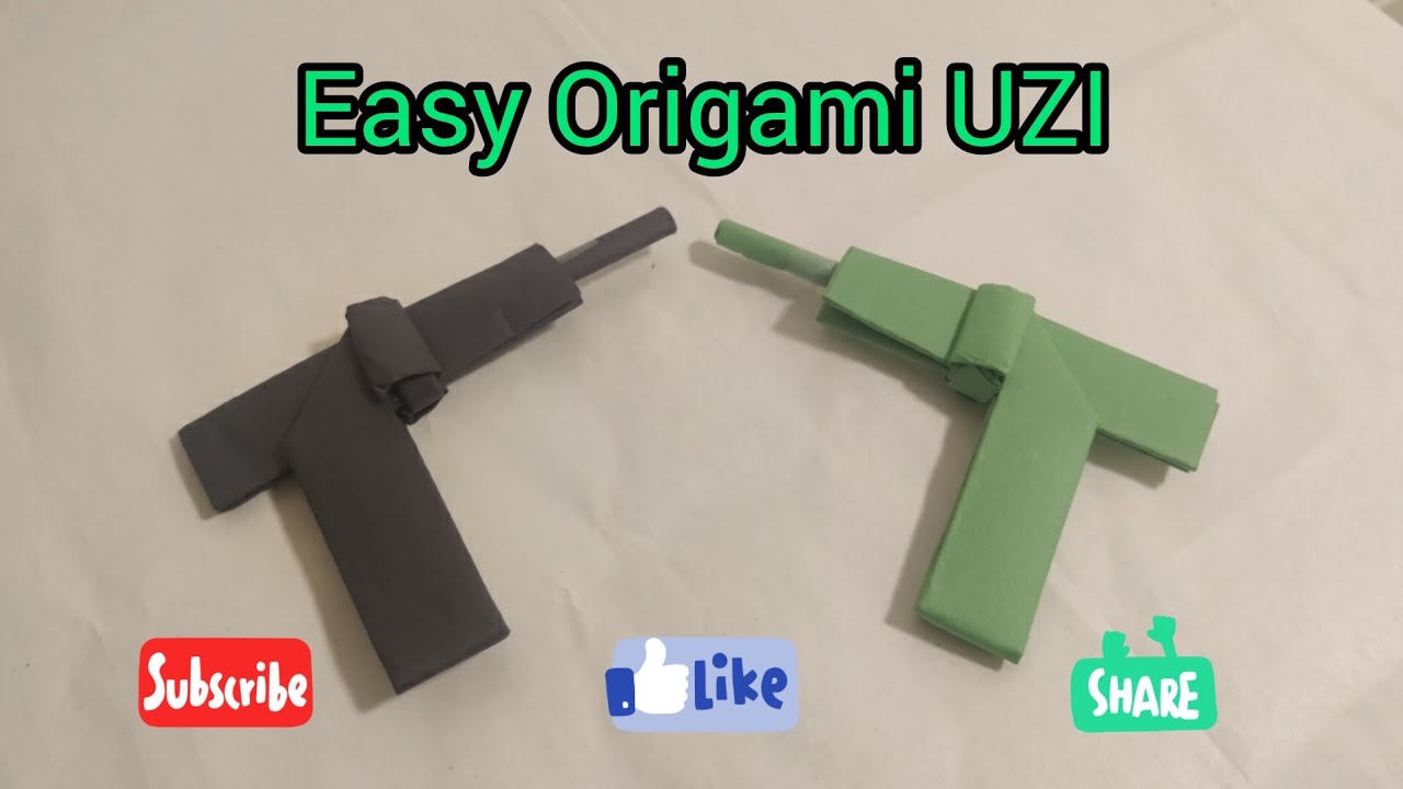 Easy Origami Paper UZI Gun | Easy paper Gun | easy Origami weapons ...