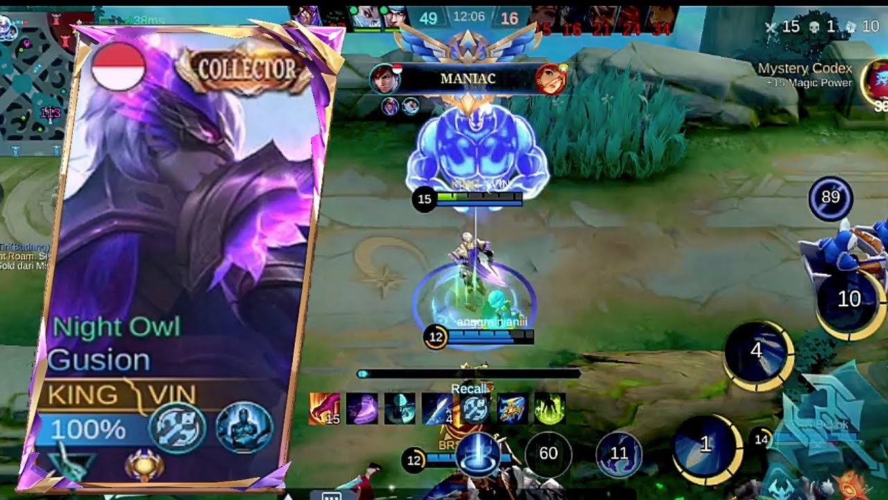 TUTORIAL GAMEPLAY GUSION COLLECTOR SKIN MANIAC 🎃 -MOBILE LEGENDS - YouTube