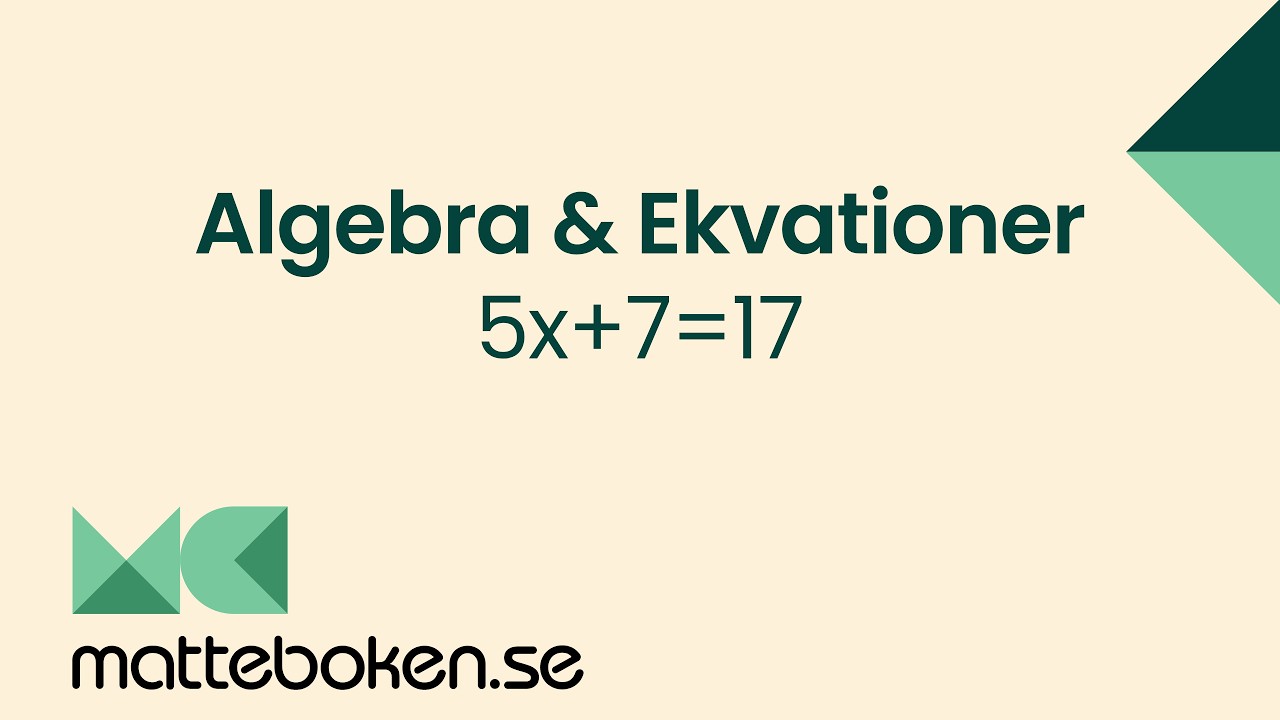 Algebra - Ekvationer - Mattematik 1 - YouTube