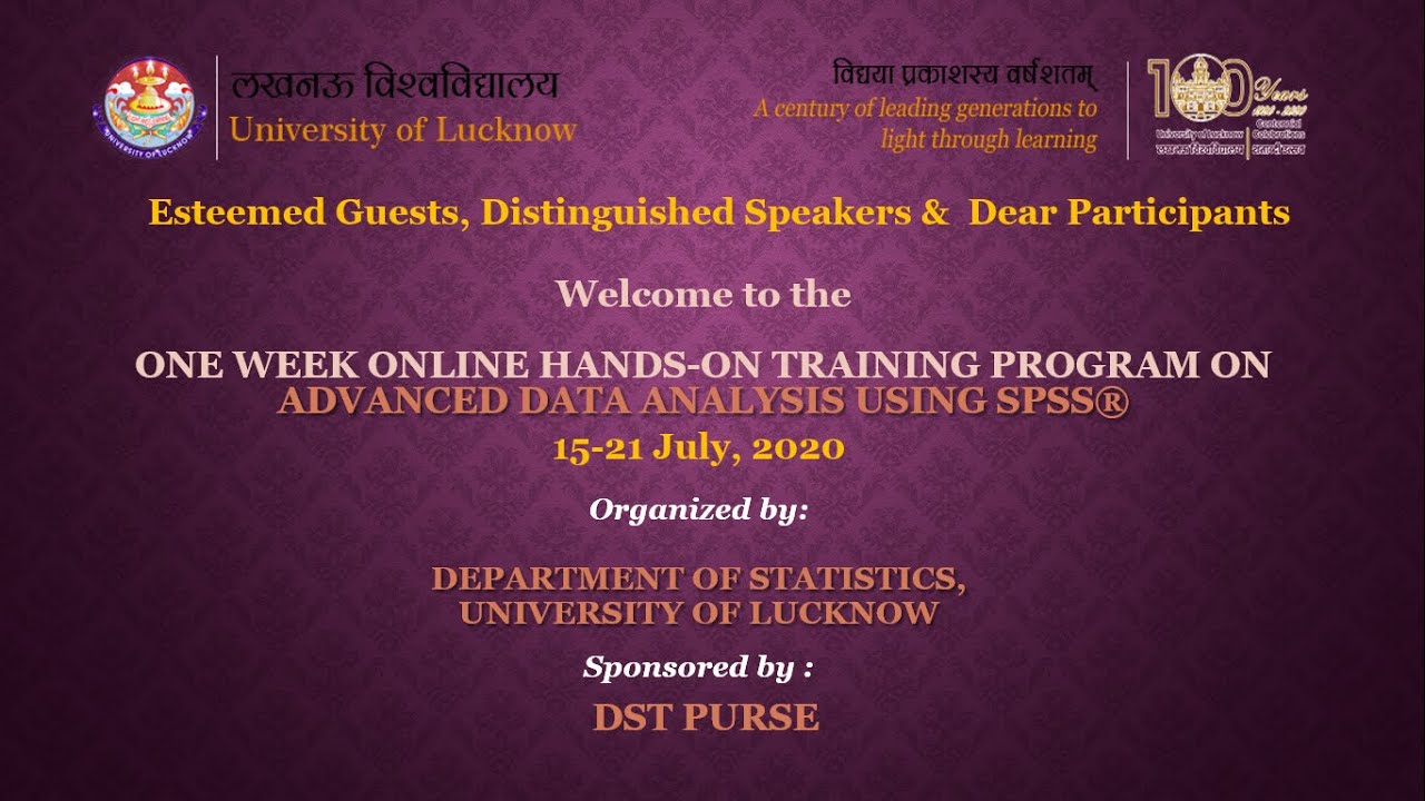 Day 1: ONE WEEK ONLINE HANDS-ON TRAINING PROGRAM ON ADVANCED DATA ...