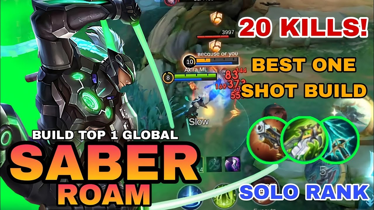 SABER ROAM BEST ONE HIT BUILD 2024 | FAST RANK UP | SOLO RANK SABER ...