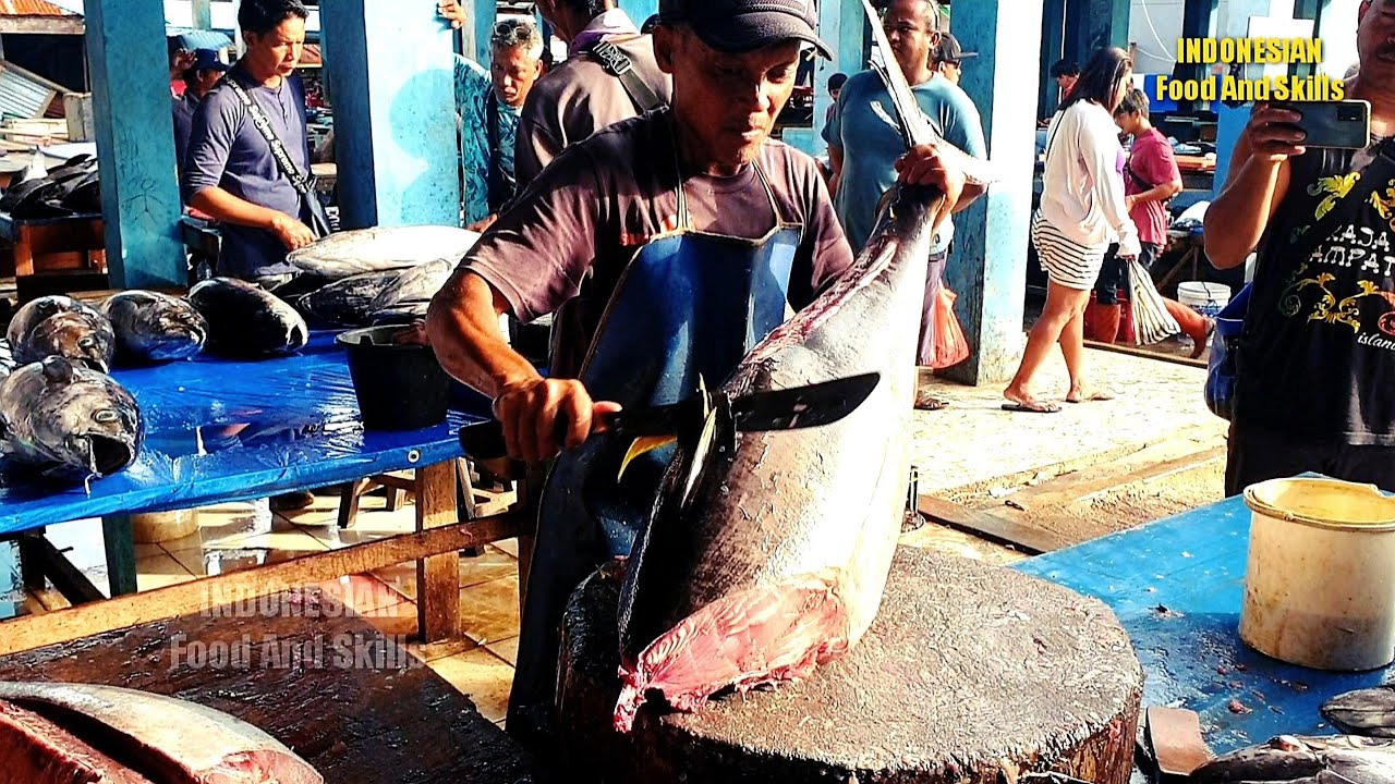 Skills Mainkan Parang Tajam Potong Tuna! Kemahiran Memotong Tuna Sirip ...