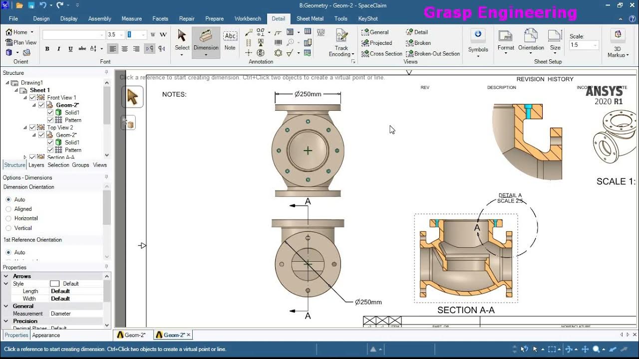 Detailing, Drafting and Drawing sheet creation in ANSYS Spaceclaim - YouTube