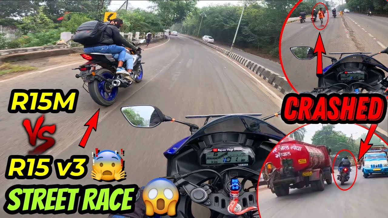 r15m Rider Race With My r15 v3 😱 | Crazy r15m Rider Crashed 🥵 | r15v3 ...