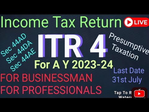 ITR 4 Filing online |A Y 2023-24| Business and Profession| How to file ...