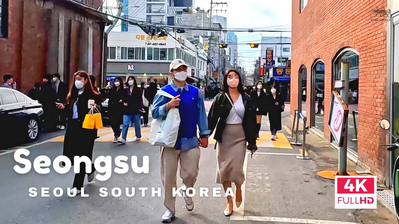 [4K] Seoul Seongsu Dong Cafe Street Friday Spring Walk 서울 불금 성수동 카페거리 봄 ...
