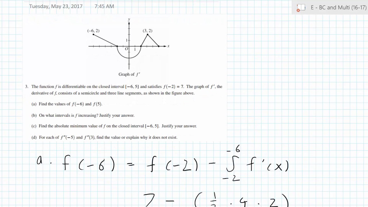 2017 AP Calculus BC Free Response Question 3 Solution [Student] - YouTube