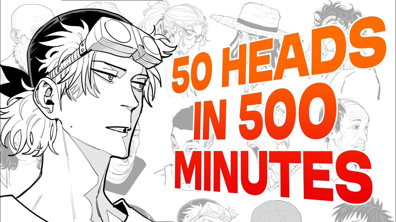 Drawing 50 Heads in 500 Minutes (Challenge) - YouTube