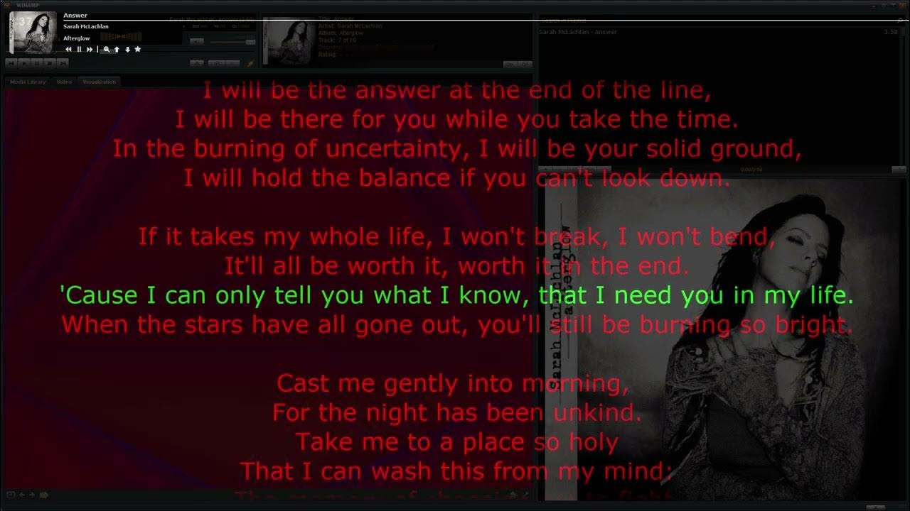 Sarah McLachlan – Answer • song with karaoke/synchronized lyrics - YouTube