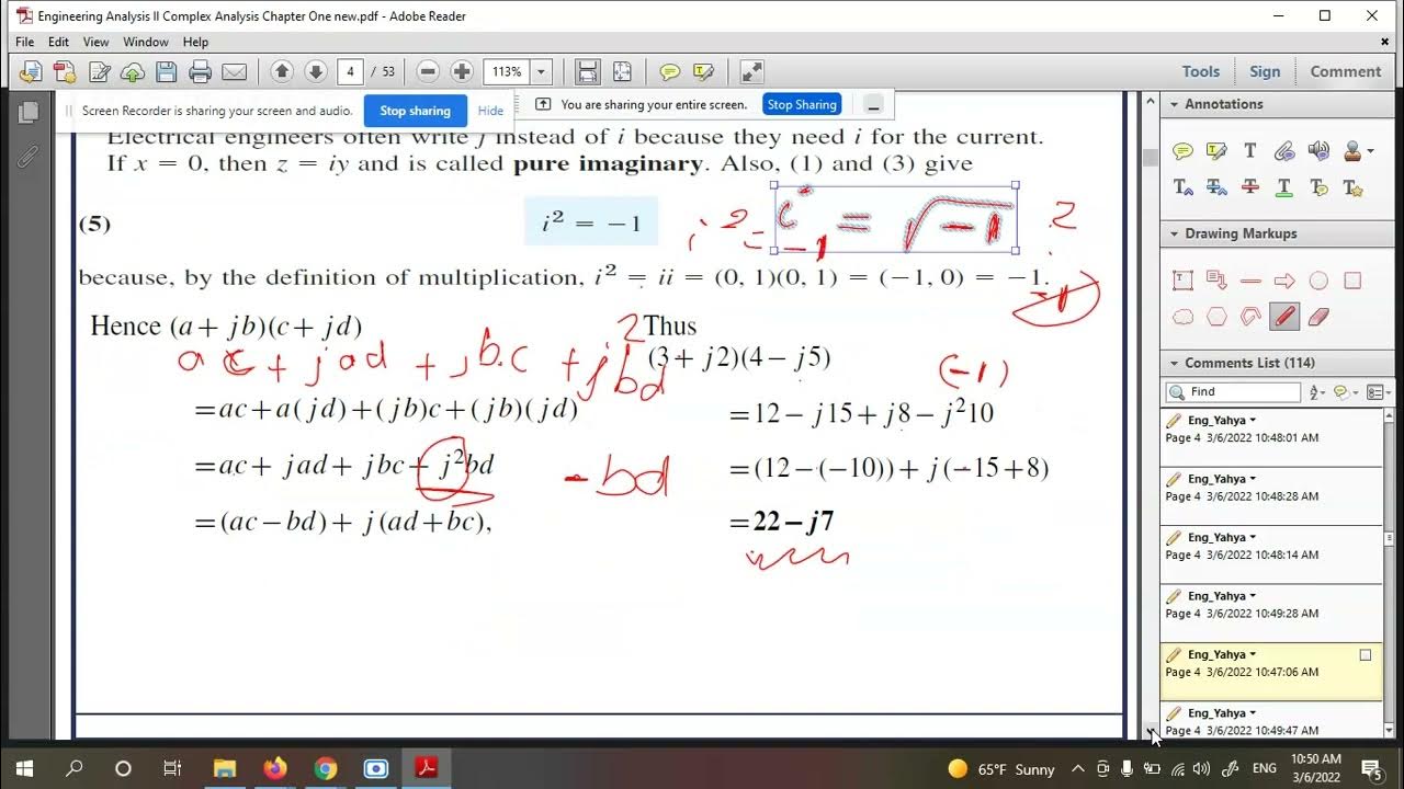 Engineering Analysis Lecture 1 complex analysis - YouTube
