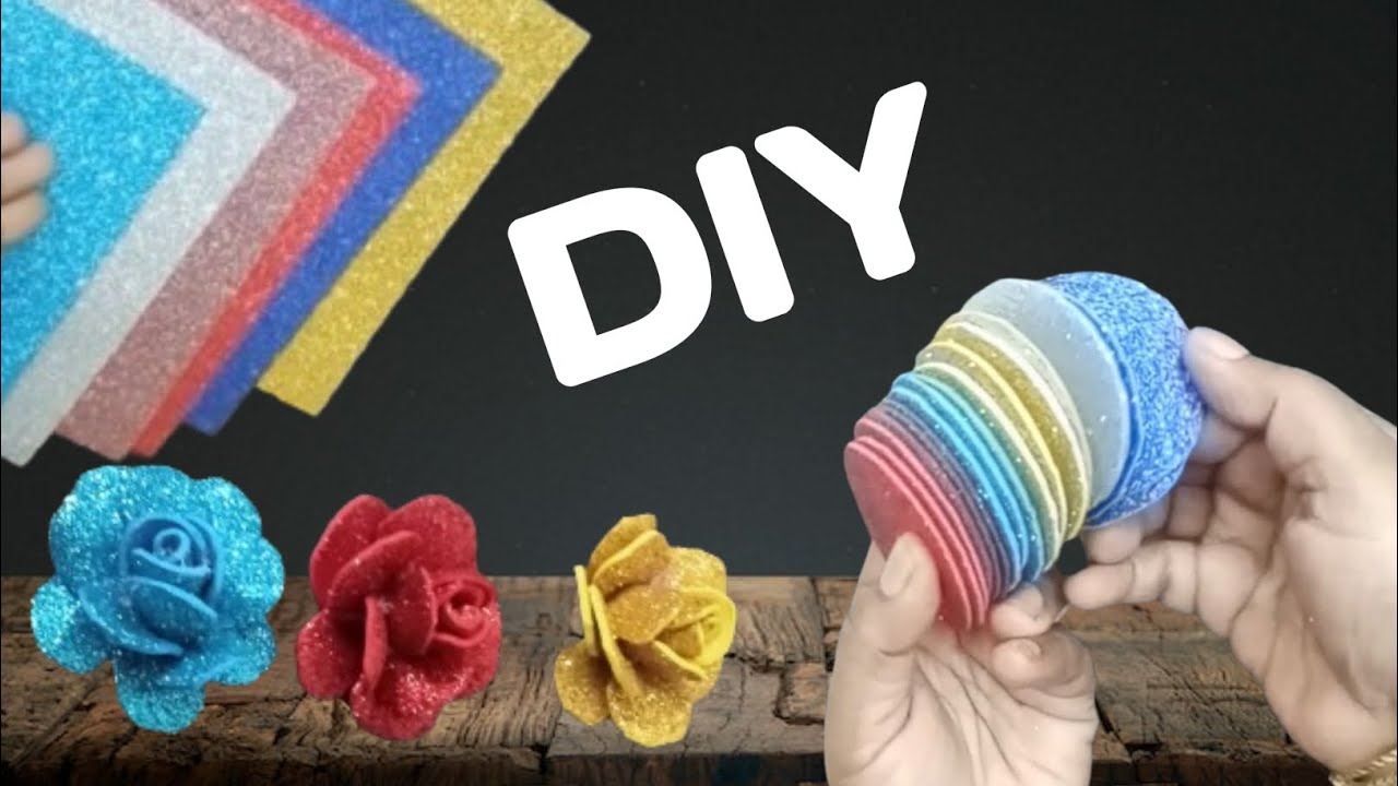 How to make Foam Rose Flower l Handmade Foam Flower DIY l - YouTube
