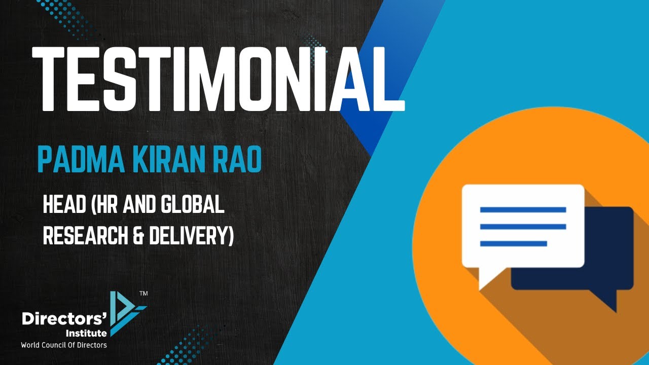 Directors' Institute Testimonials - Padma Kiran Rao: Inspiring Success ...
