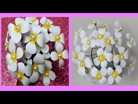 diy white paper flowers/diy small paper flower - YouTube