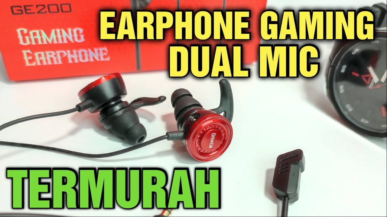 EARPHONE GAMING TERMURAH | DUAL MIC | GAMEN GE200 - YouTube