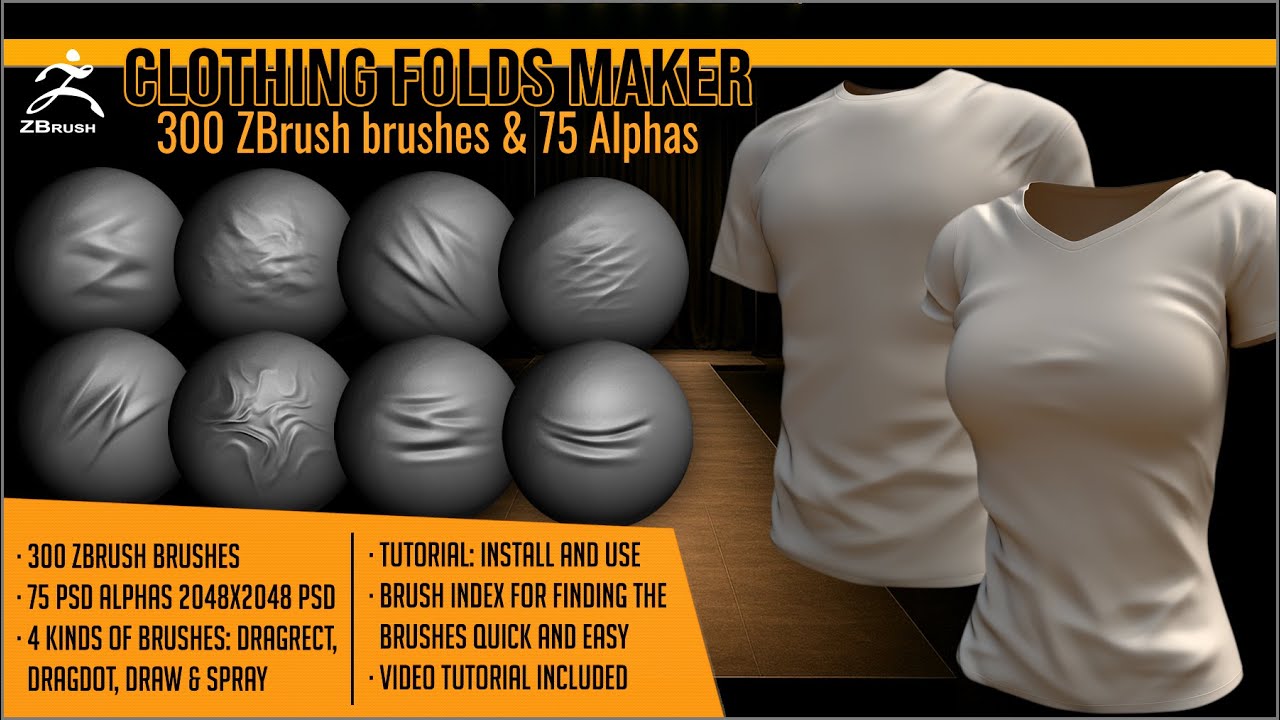 How to sculpt clothing folds in ZBrush with Clothing Folds Maker by ...