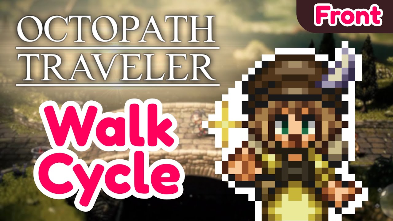 Studying Pixelart: Walk Cycle - Octopath Traveler - Front - YouTube