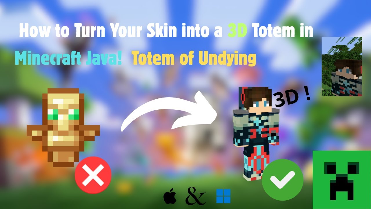 🔥 How to customise your Totem into your SKIN in 3D ! In Minecraft Java ...