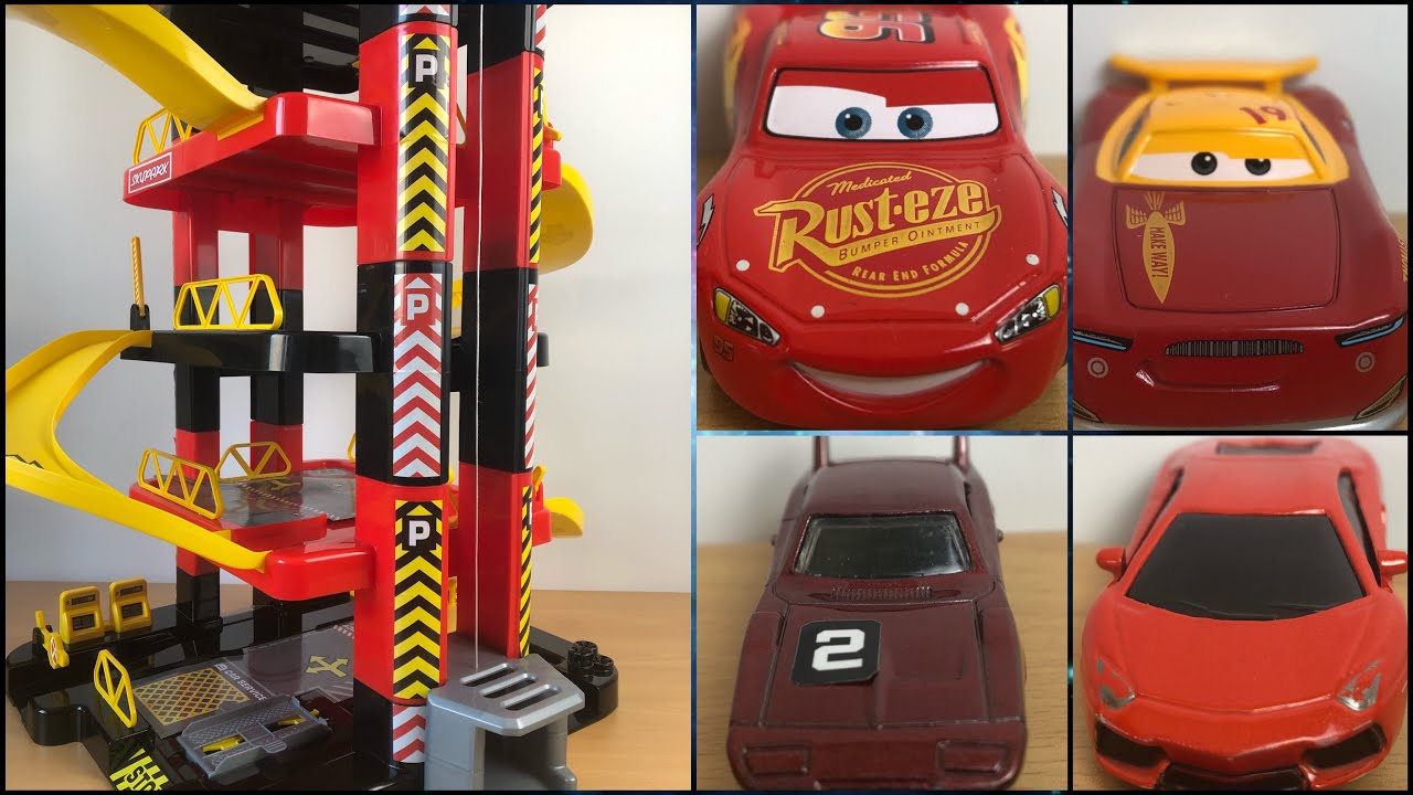 DISNEY PIXAR CARS PARKING TOWER PLAY AND TAYO - YouTube