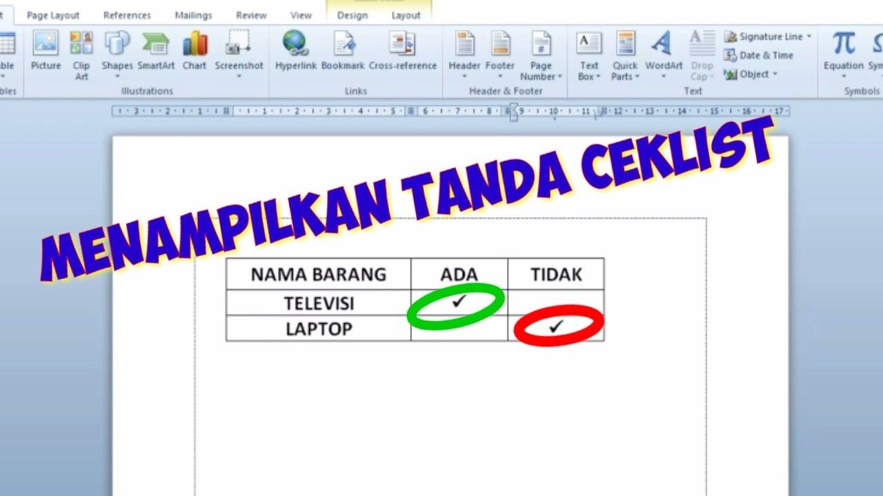 Cara Menampilkan Tanda CENTANG atau CEKLIST di Word - YouTube