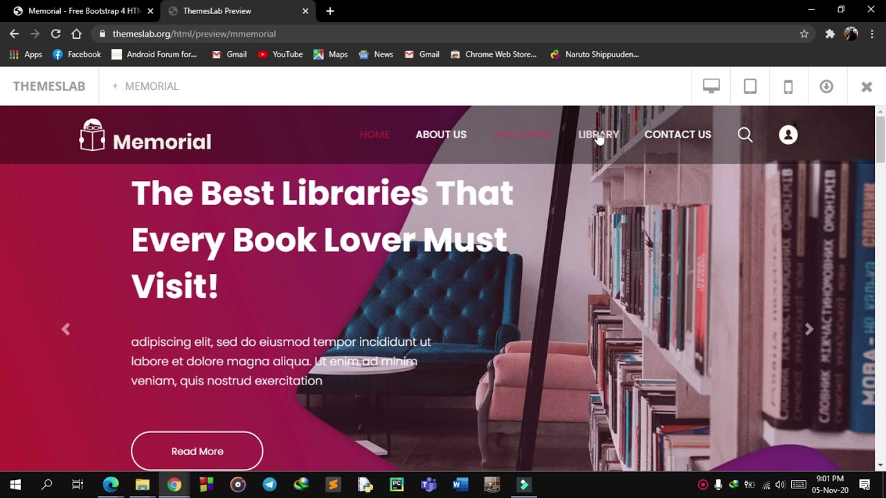 Memorial: Free Bootstrap 4 HTML5 Education Website Template - YouTube