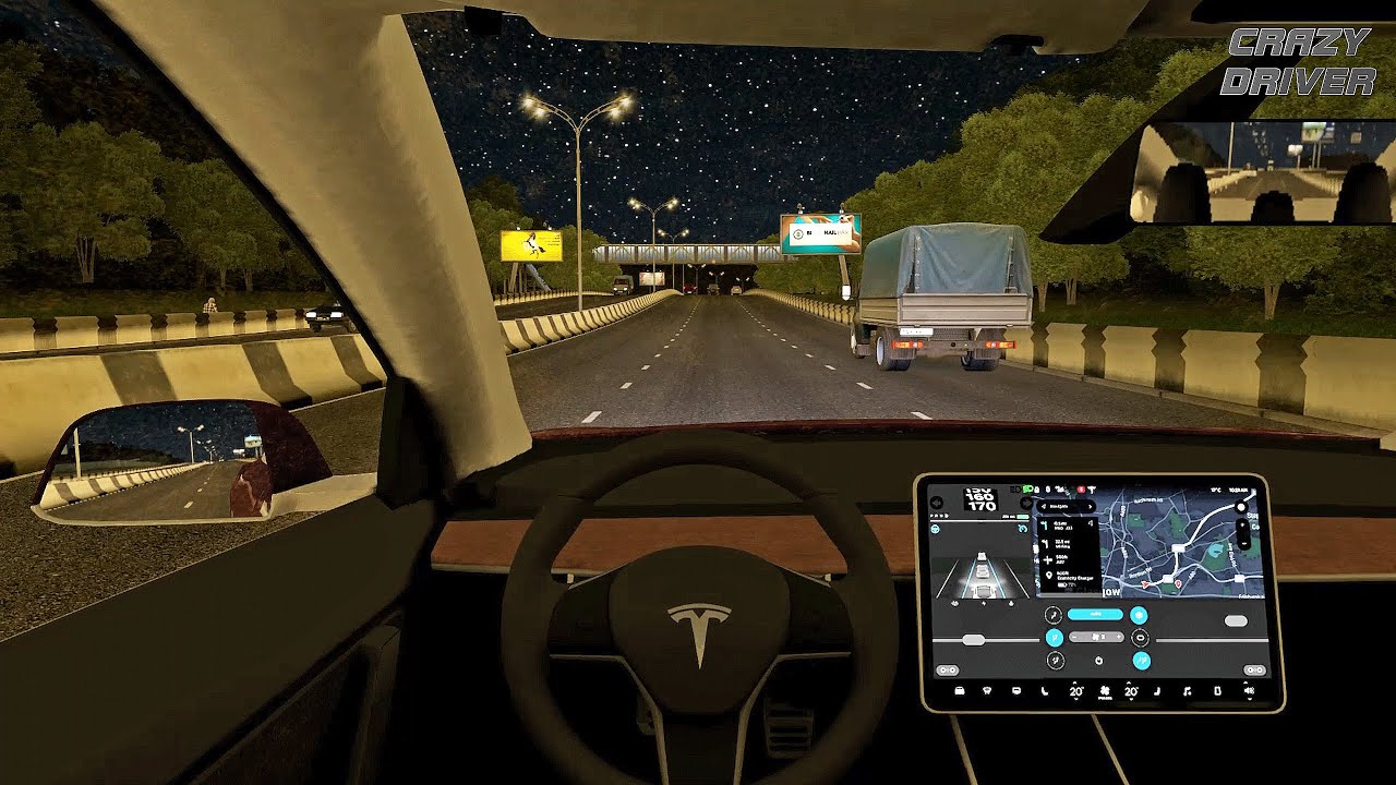 Tesla Model 3 Standard Range | NIGHT DRIVING | City Car Driving - YouTube