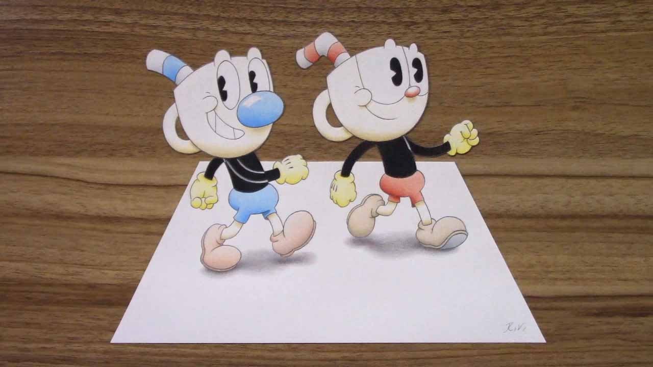 Drawing Cuphead and Mugman from The Cuphead Show (Netflix) - YouTube