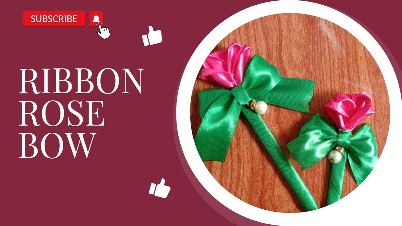 How to make Ribbon Rose bow | DIY Ribbon Rose Flower | Ribbon Craft ...