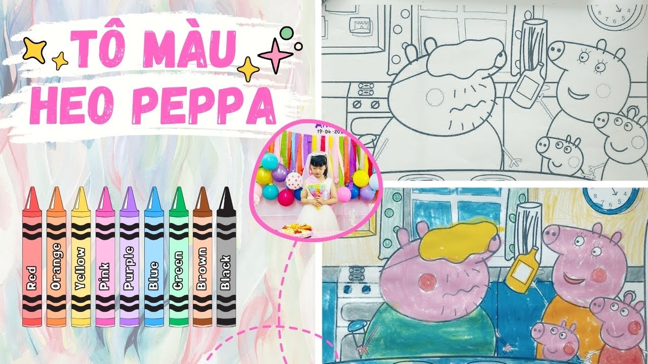 Tô Màu Bức Tranh Gia Đình Heo Peppa | Color Painting | Anna Thục Linh ...