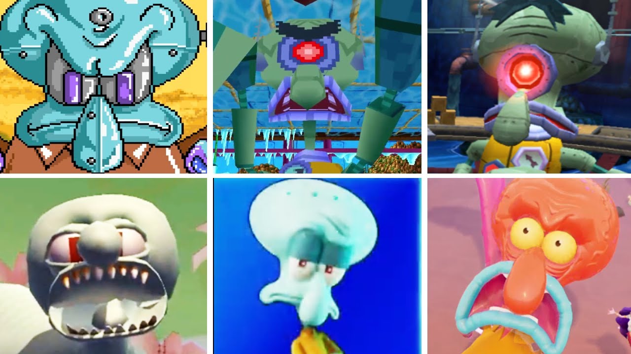 SpongeBob Games - All Squidward Bosses (No Damage) 4K 60FPS - YouTube