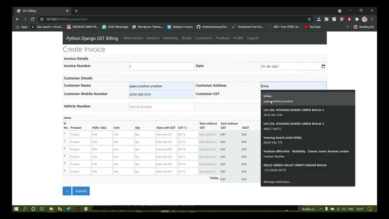 GST BILLING SYSTEM USING PYTHON DJANGO - YouTube